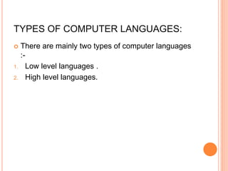 Introduction to computer languages NAUMAN | PPT