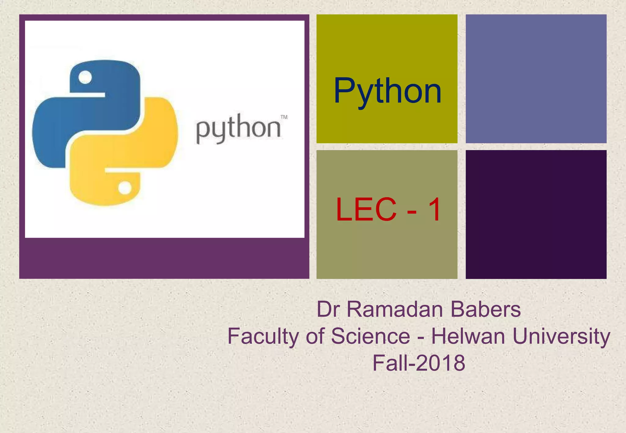 Introduction To Computerlec08fall2018pythonlec102 Ppt