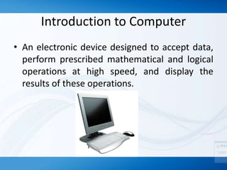 Introduction to computer lec (1) | PPT