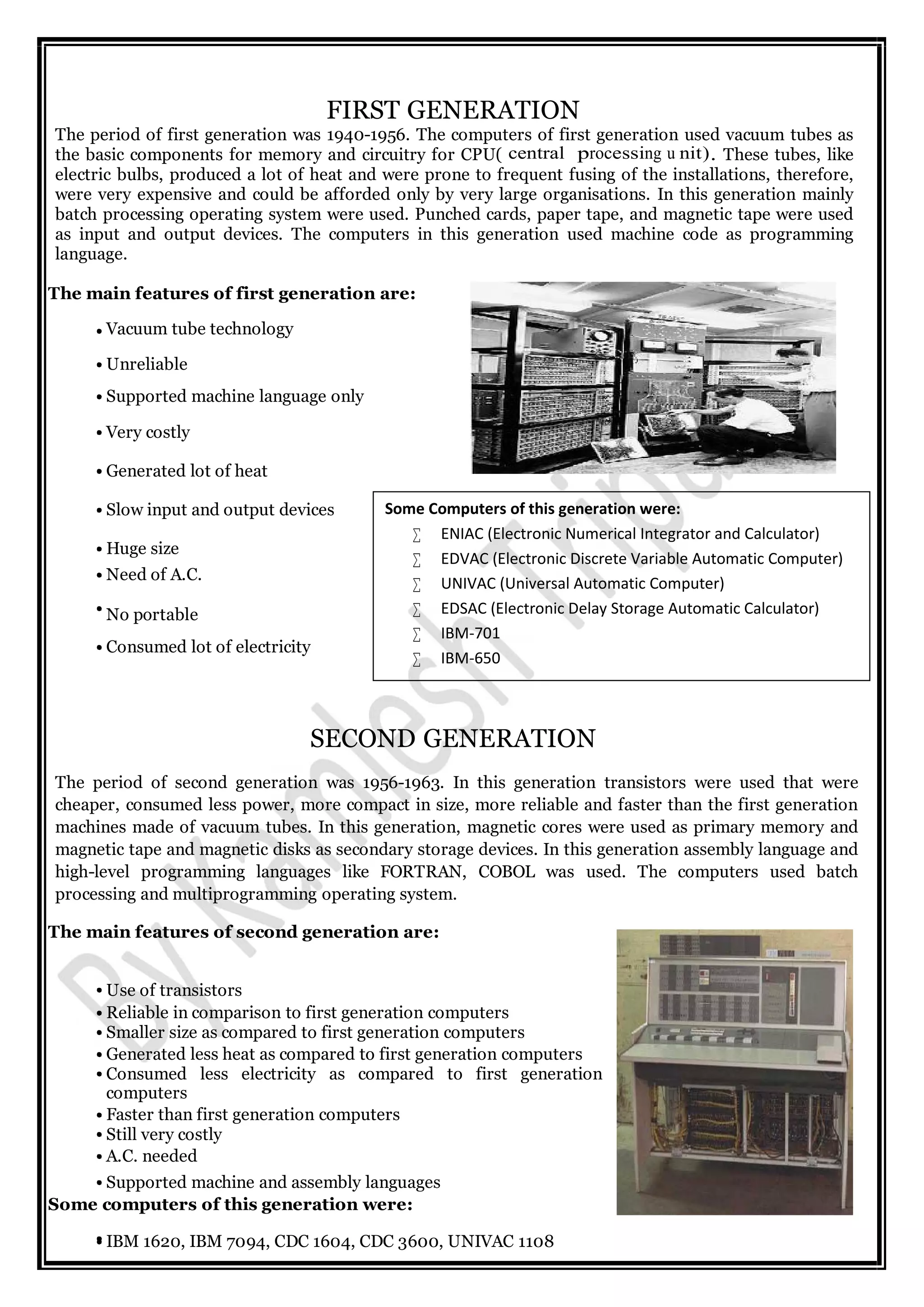 Introduction to Computer and Generations of Computer by Er. Kamlesh Tripathi | PDF