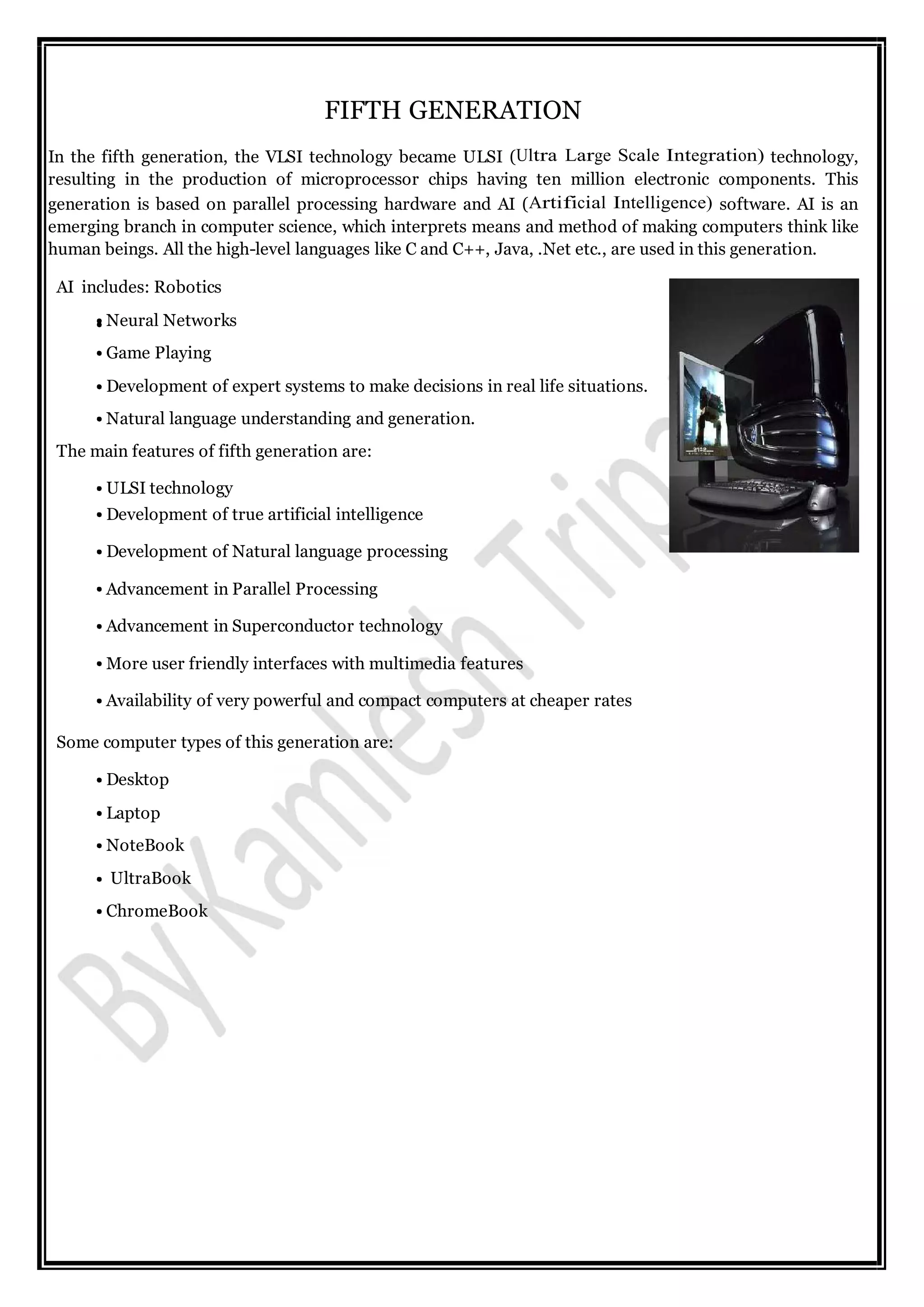 Introduction to Computer and Generations of Computer by Er. Kamlesh ...