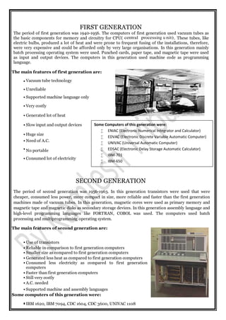 Introduction to Computer and Generations of Computer by Er. Kamlesh ...