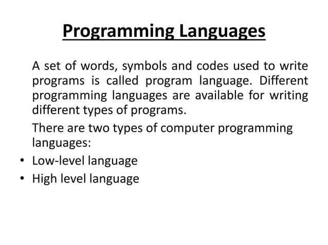 Introduction to Computer, Programming languages , Networks and Internet ...