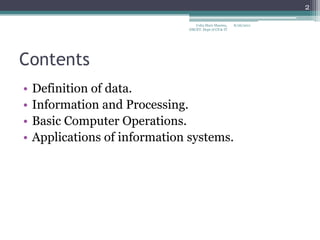 Data, Information System, Processing | PPT