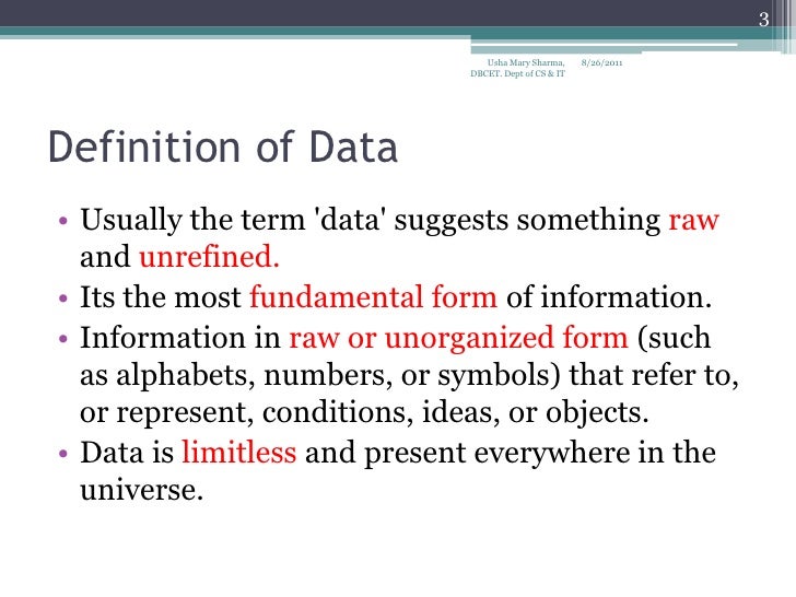Data, Information System, Processing