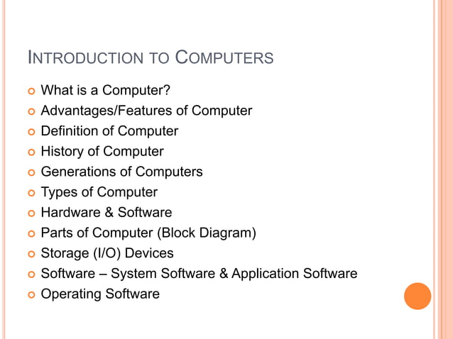 Introduction to computers | PPTX | Computing | Technology & Computing