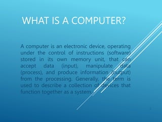 Introduction to Computing not in 2022 - Presentation | PPT