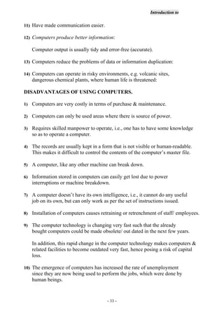 Introduction and fundamentals of Computers | DOCX
