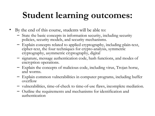Introduction to computer security syllabus | PPT | Operating Systems ...