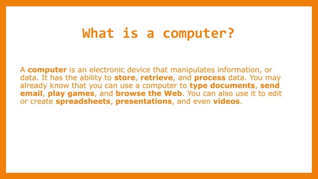 Introduction to computer (shaheen) | PPTX | Computer Peripherals ...