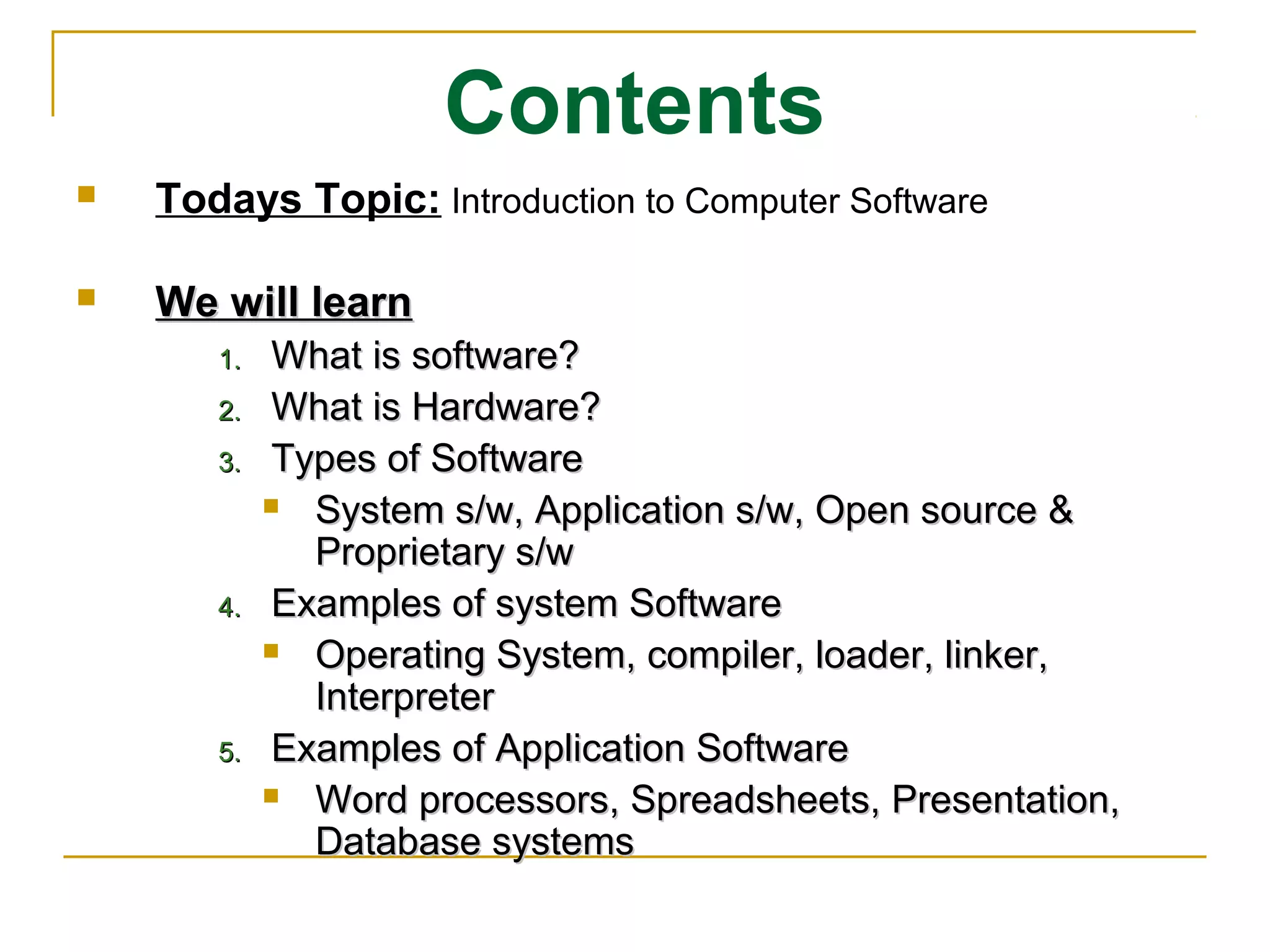 Introduction to computer software | PPT