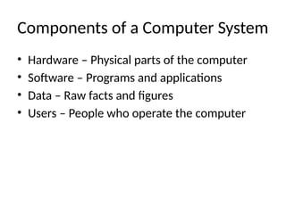 Comprehensive Introduction to Computers: Basics, Generations, and ...