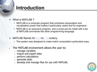 Introduction to Matlab - Basic Functions | PPT