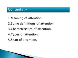 Introduction to concept of attention | PPTX