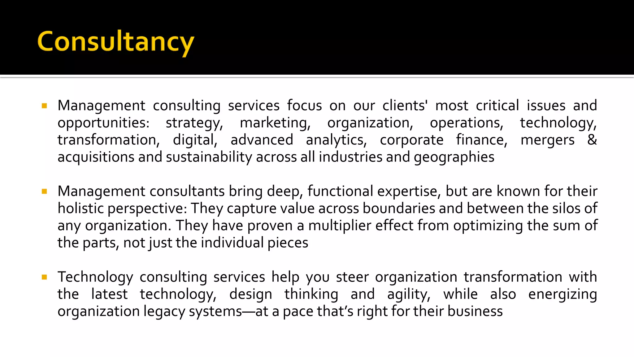 Introduction to consultancy for MBA Freshers | PPT