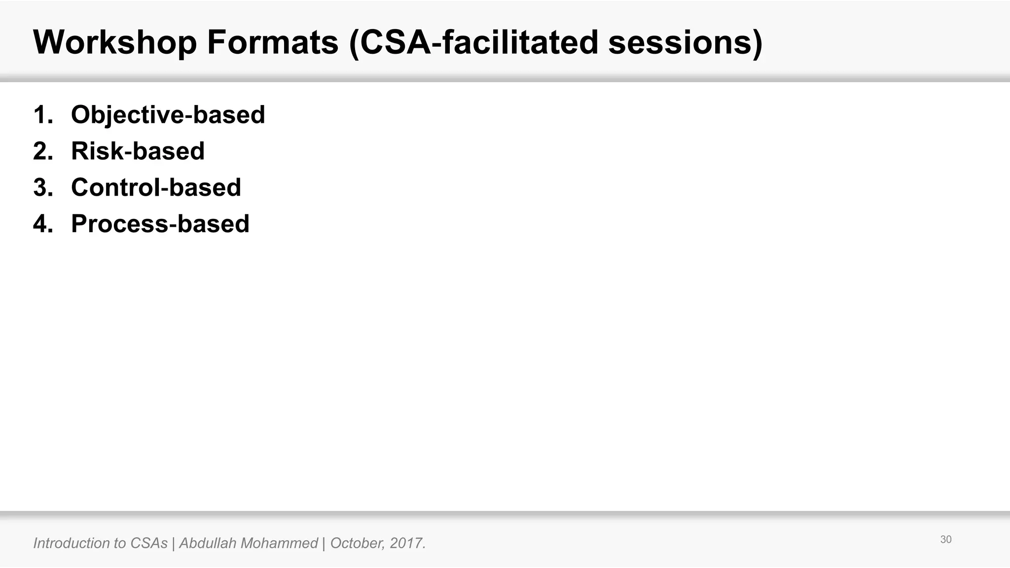 Introduction to Internal Controls and Control Self-Assessments (CSA) | PPTX