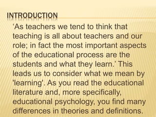 Introduction to concepts of teaching and learning | PPTX