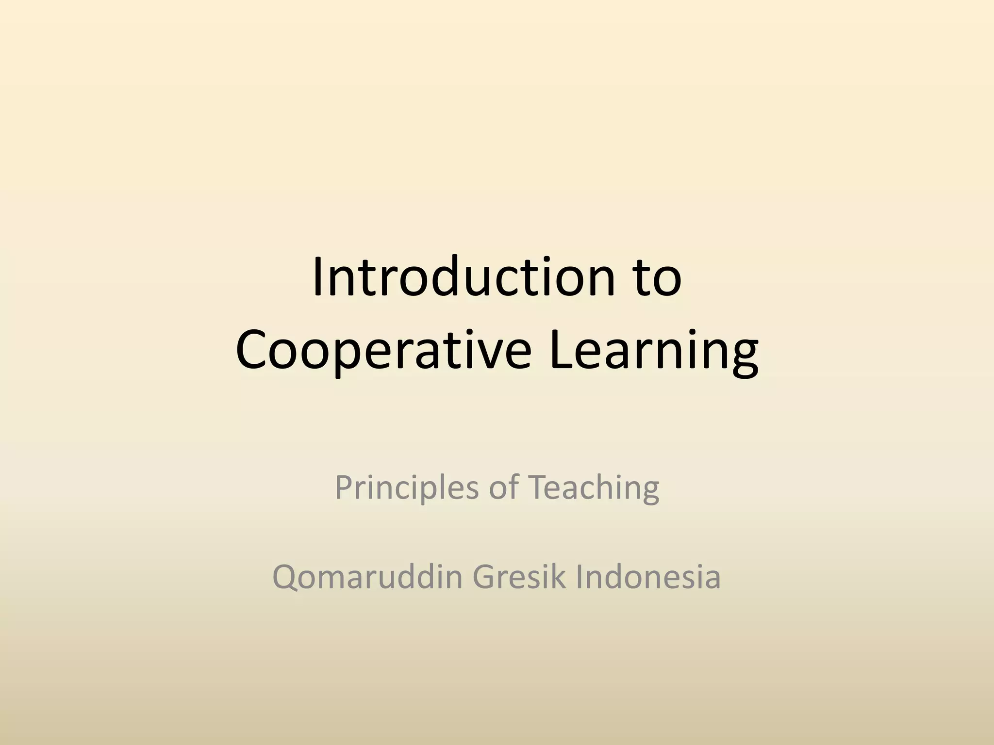 Introduction to cooperative learning | PPTX