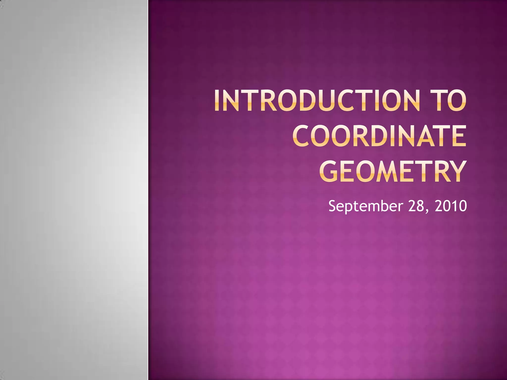 Introduction to coordinate geometry | PPT