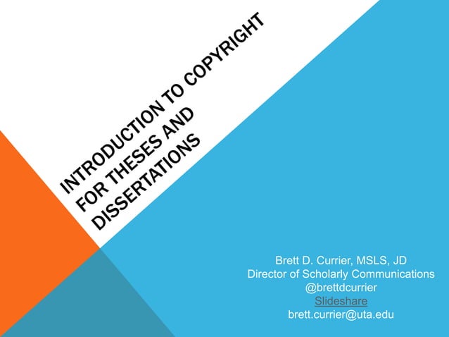 Introduction to copyright for theses and dissertations | PPT