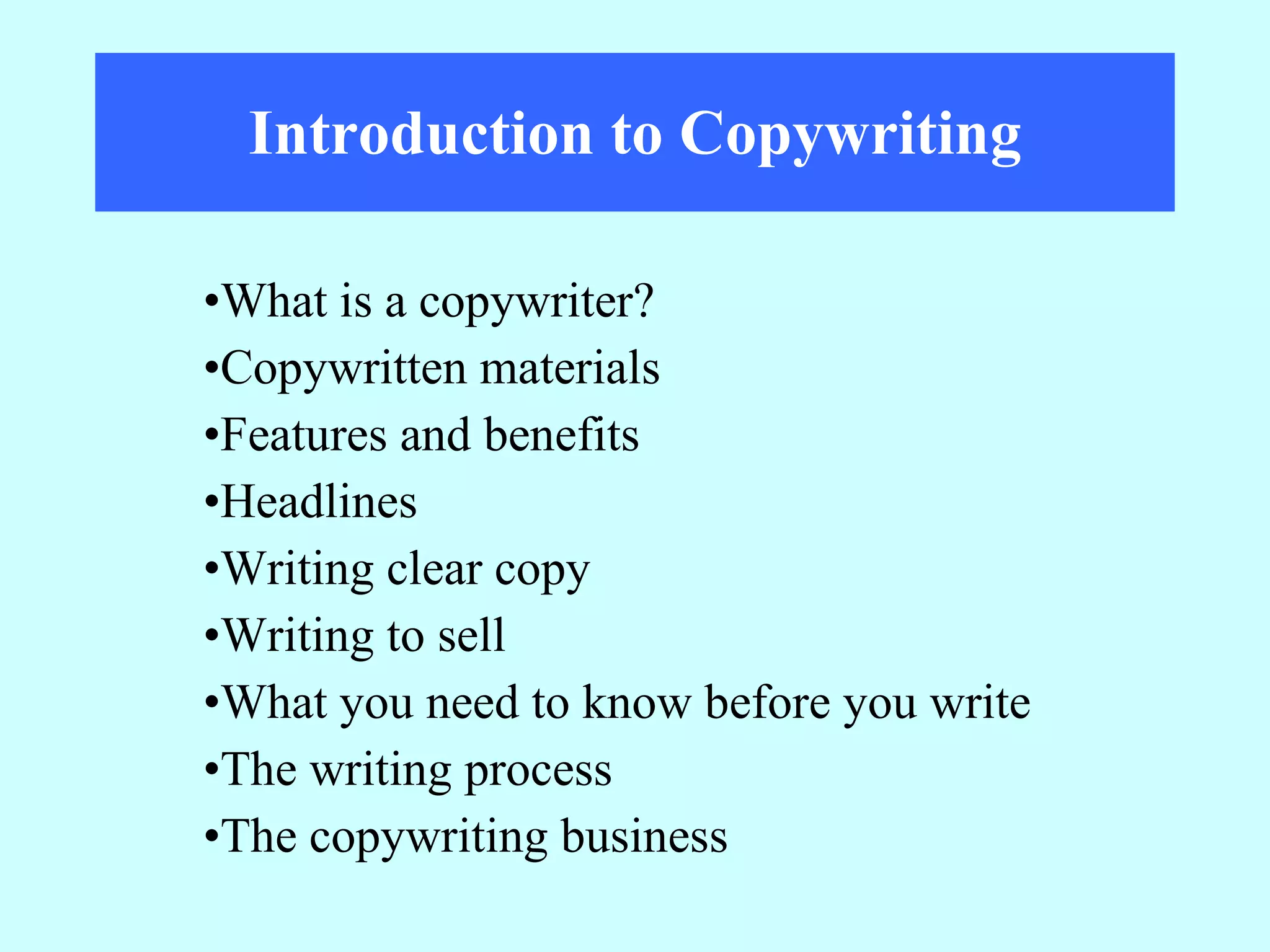 Introduction To Copywriting Presentation | PPT