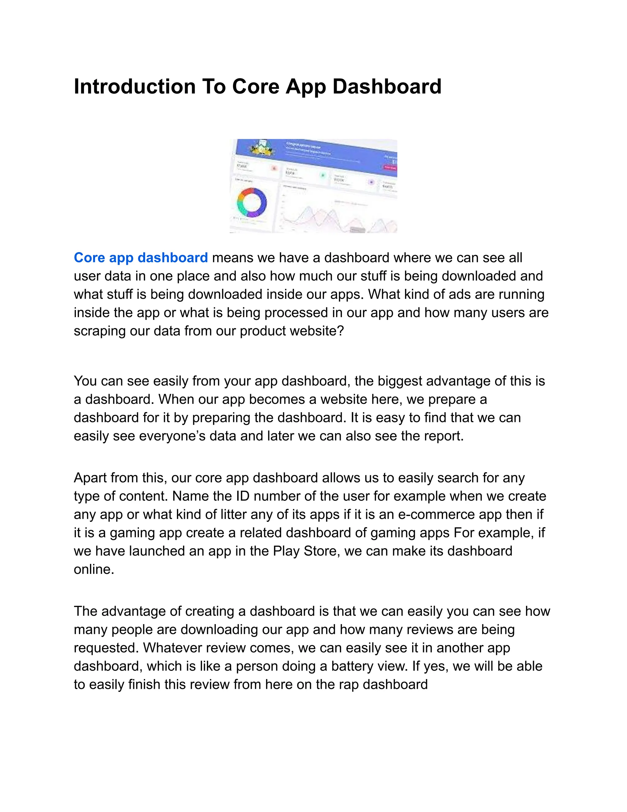 Introduction To Core App Dashboard.pdf | Internet | Computing