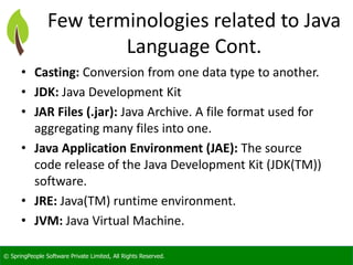 Introduction To Core Java - SpringPeople | PPT