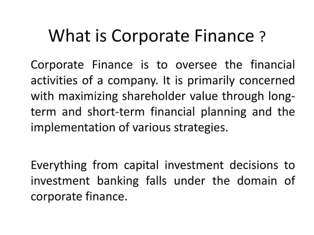 Introduction to Corporate Finance | PPTX