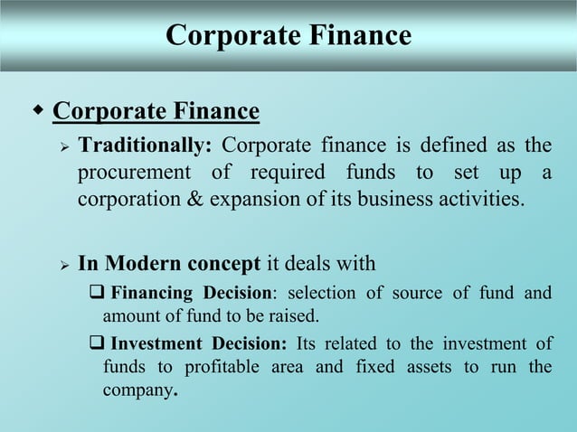 Introduction to corporate finance | PPT