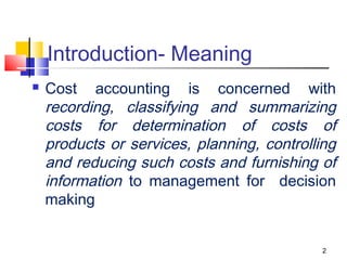 Introduction to cost accounting | PPT