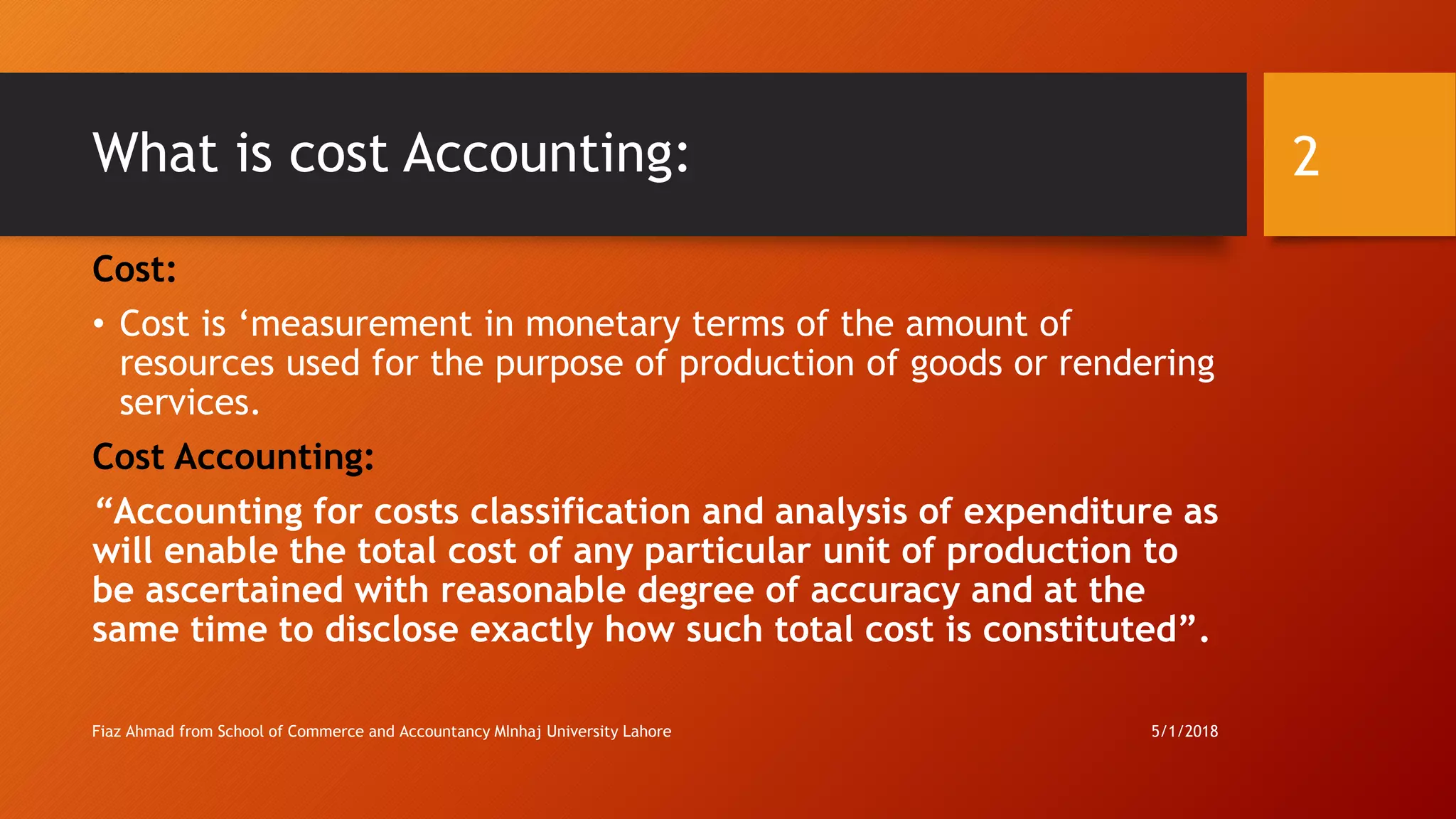 Introduction to cost accounting | PPT