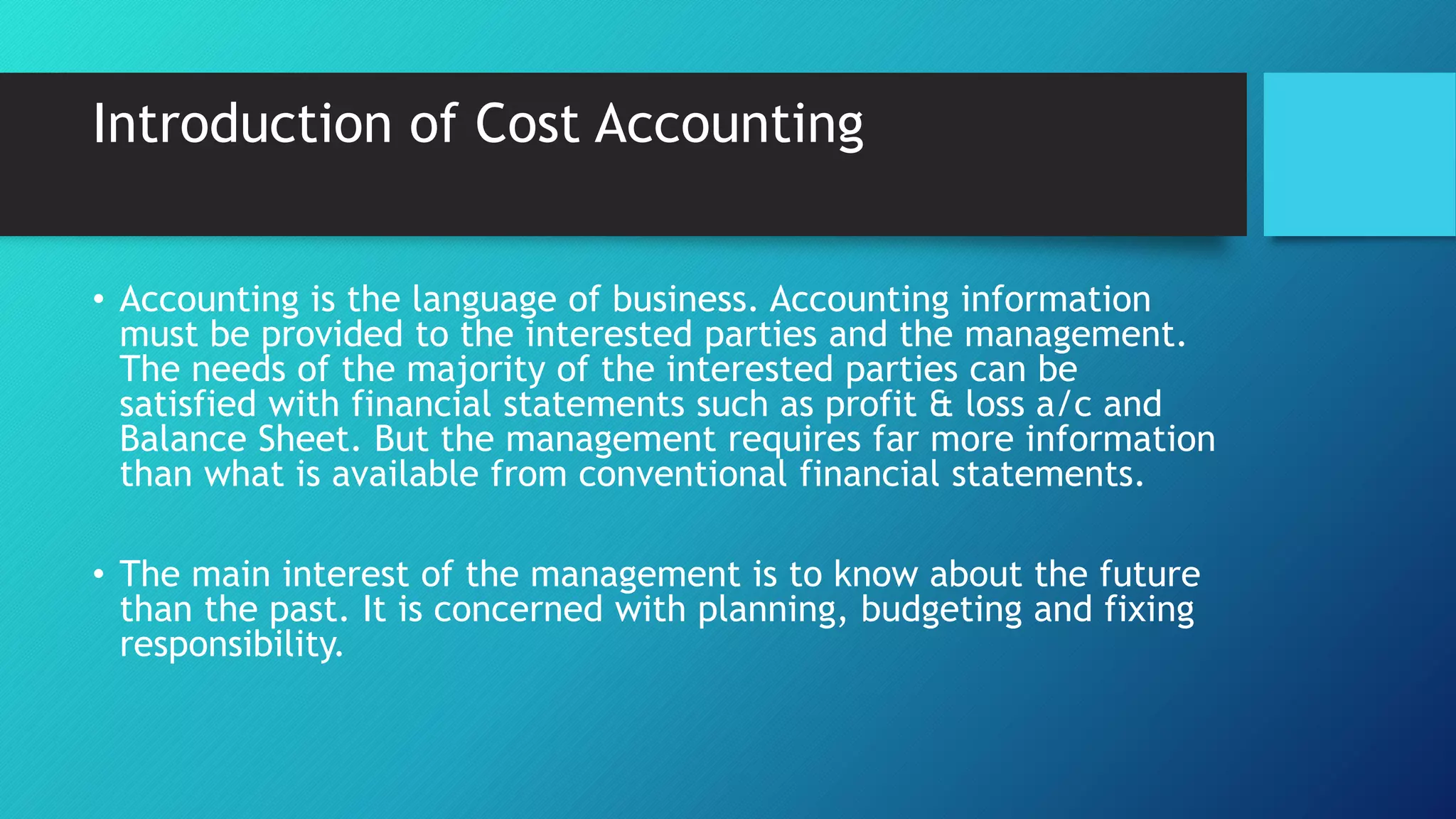 Introduction to cost accounting | PPTX