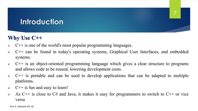 Introduction to c++ ppt 1 | PDF