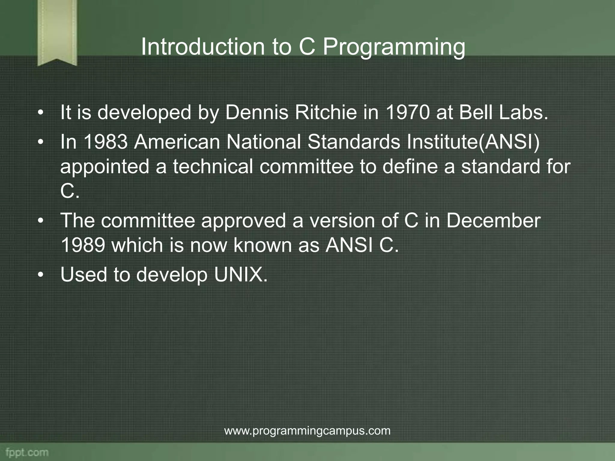 Introduction to c programming | PPTX