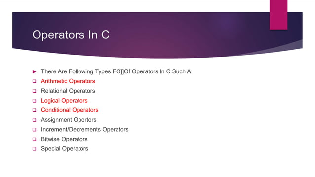 ppt on logical/arthimatical/conditional operators | PPT