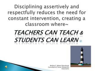 Introduction To Creating Respectful Classrooms I | PPTX