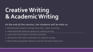 Introduction to Creative Writing | PDF