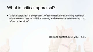 Introduction to critical appraisal | PPT