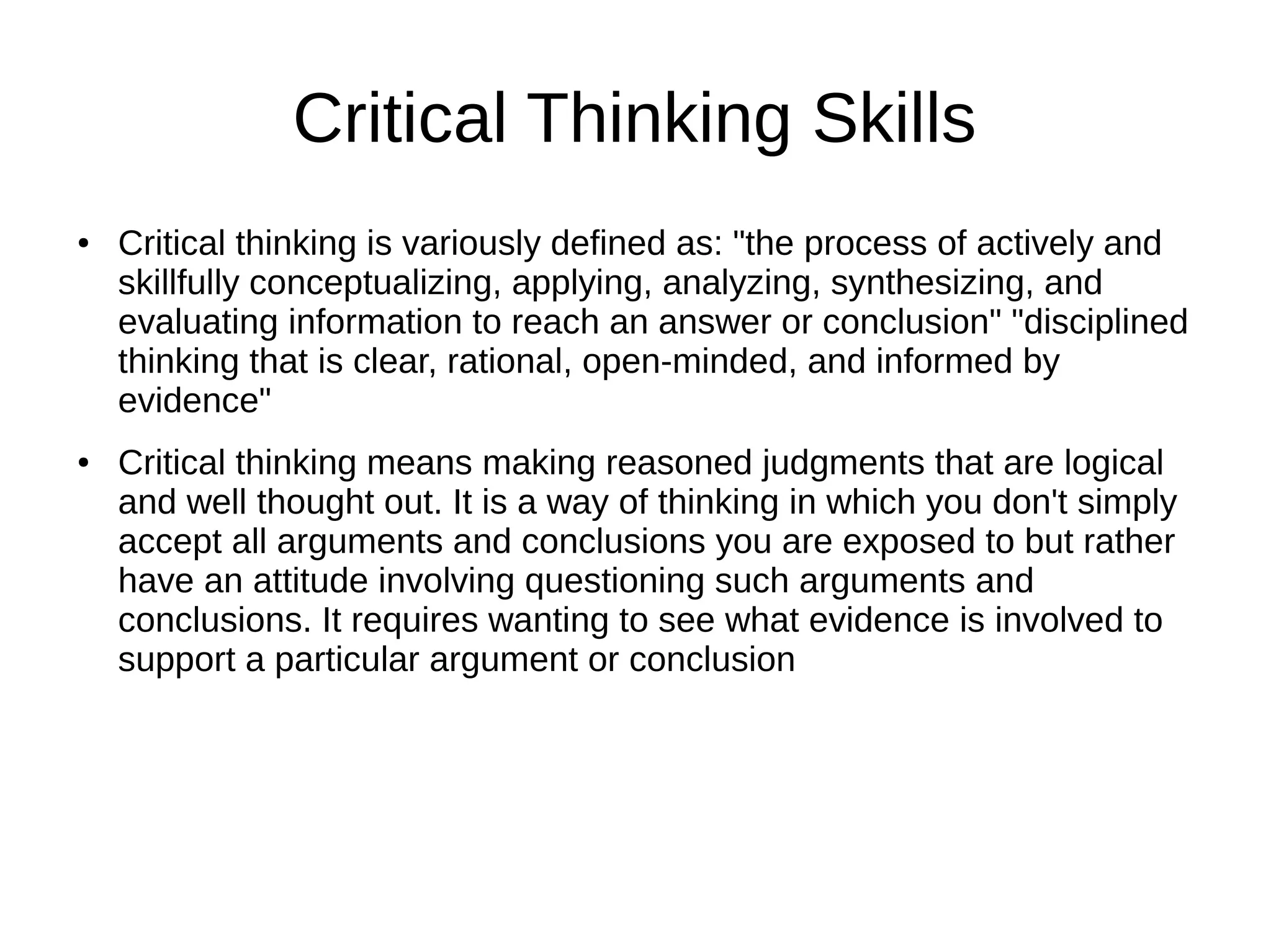 Introduction to critical thinking | ODP | Educational Assessment ...