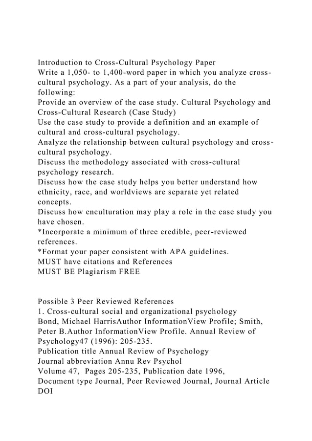 Social Cultural Psychology Example