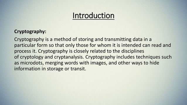 Introduction to Cryptography | PPTX