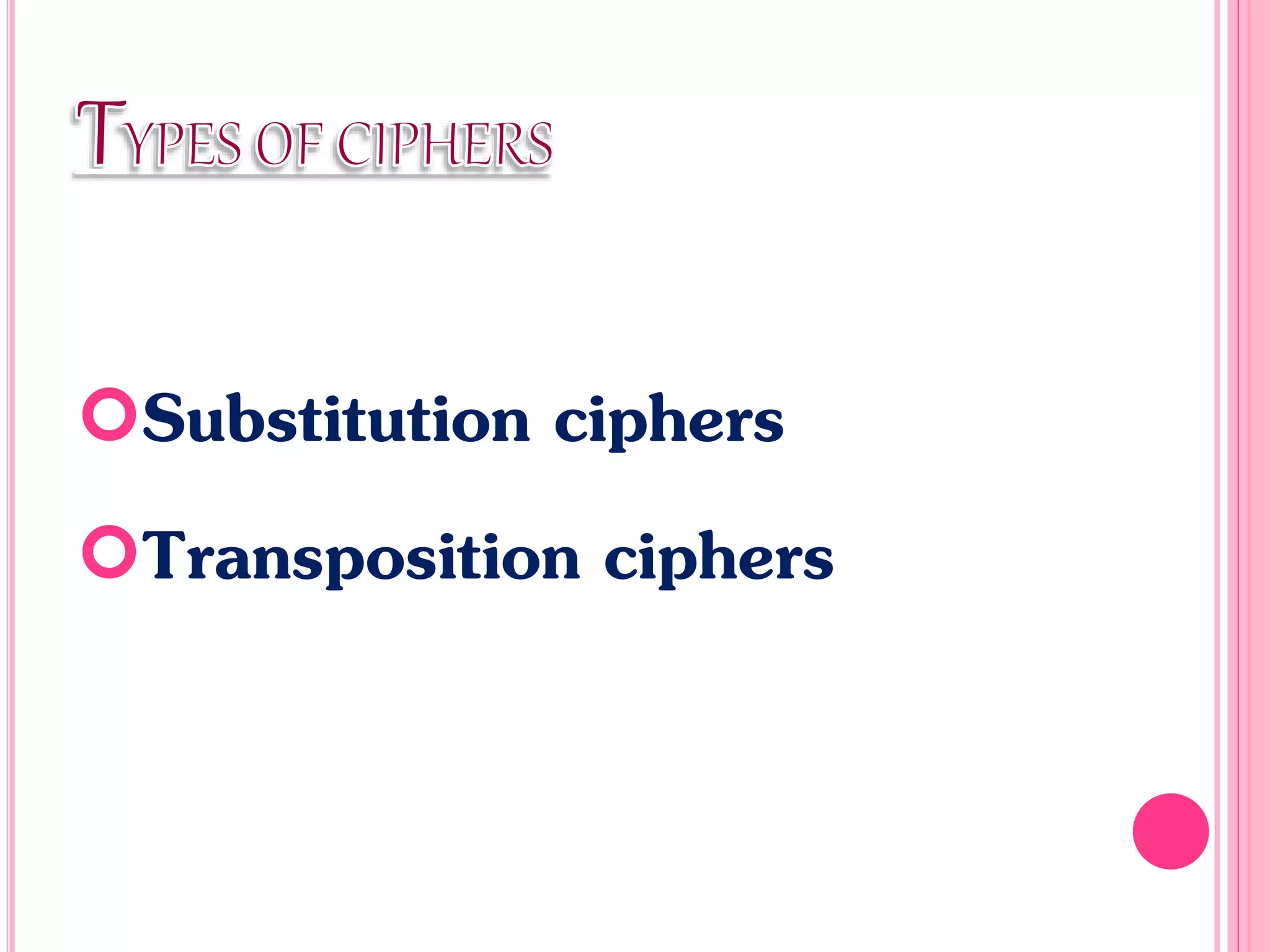 Introduction to cryptography and types of ciphers | PPTX