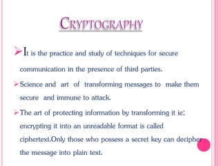 Introduction to cryptography and types of ciphers | PPTX