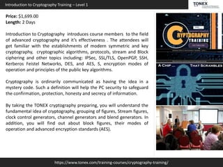 Cryptography Training Level 1 : Tonex Training | PPTX