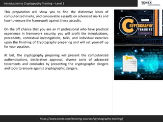 Cryptography Training Level 1 : Tonex Training | PPTX