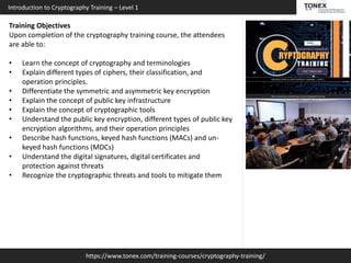 Cryptography Training Level 1 : Tonex Training | PPTX