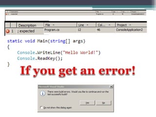 Introduction to c sharp | PPTX | Programming Languages | Computing