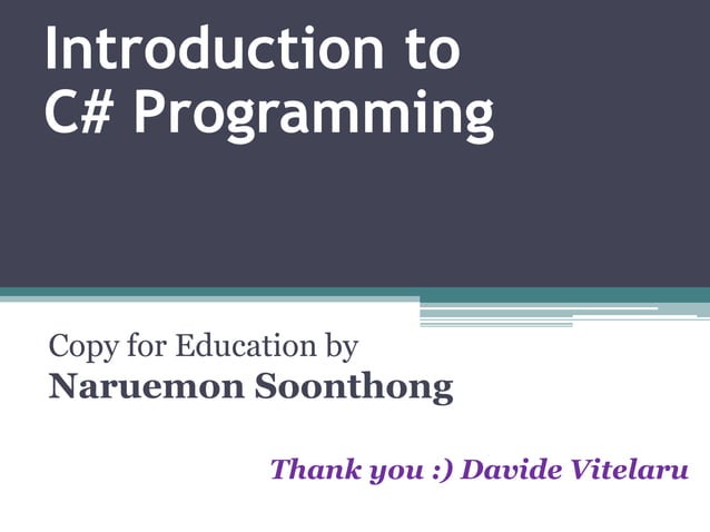 Introduction to c sharp | PPTX | Programming Languages | Computing