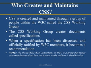 Introduction to css | PDF | Web Development | Internet
