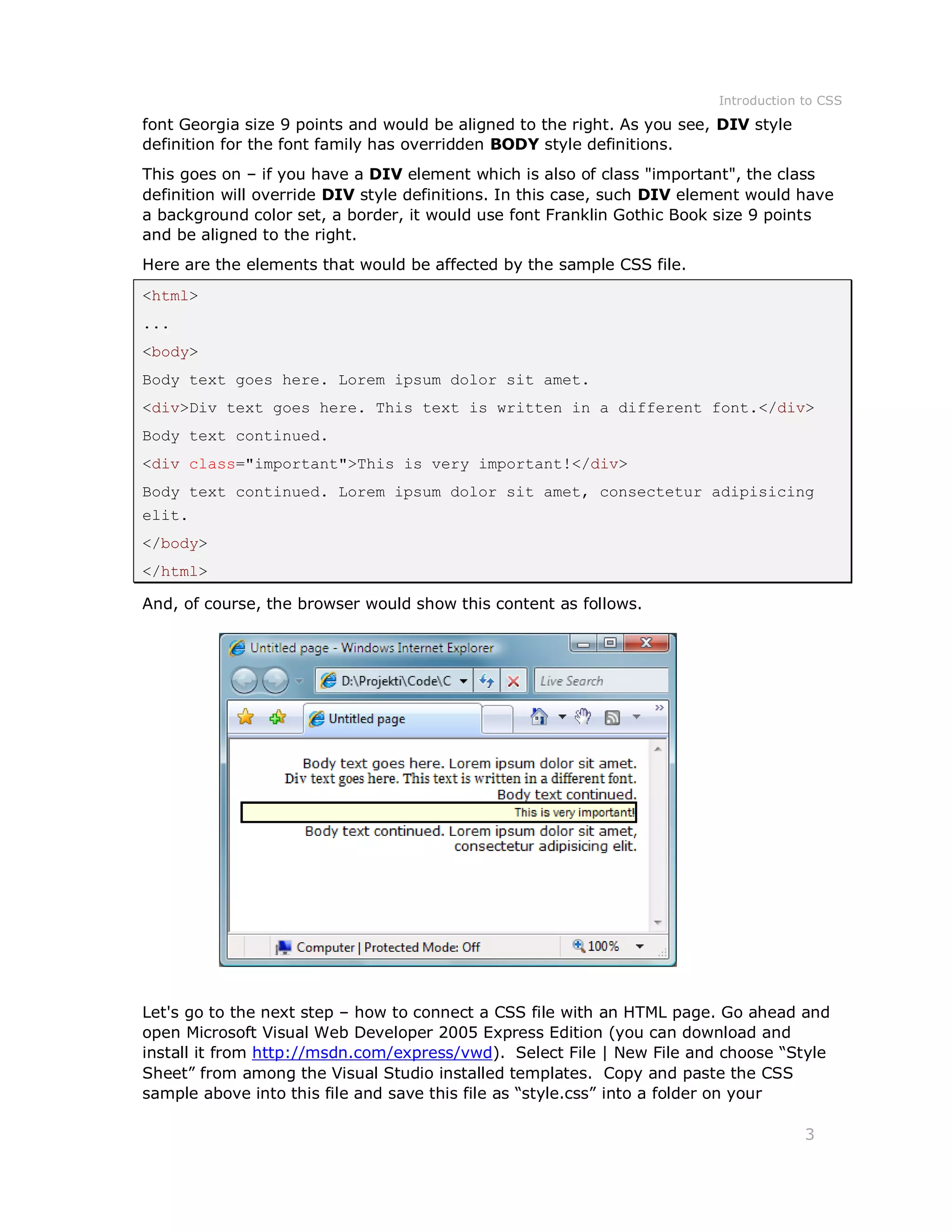 Introduction to css | PDF | Web Development | Internet
